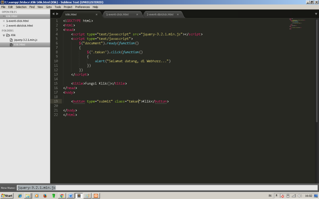 Tutorial Dasar JQUERY Menggunakan Fungsi Event Click() - WebHozz Blog